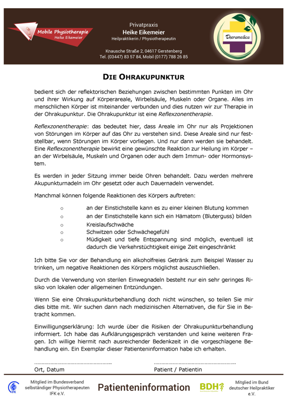Formulare und Patienteninformationen der Praxis Theramedica